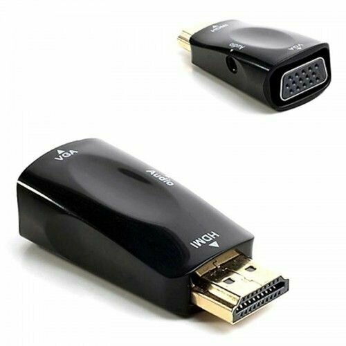 Видеоадаптер HDMI (M) -> VGA (F) + аудио, черный, литой