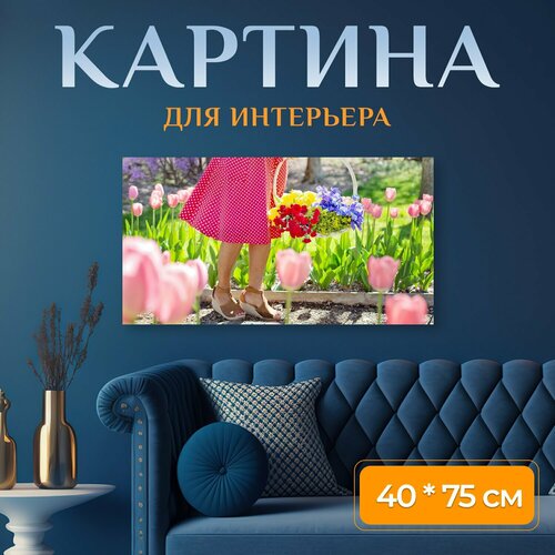 Картина на холсте "Сад, садоводство, цветы" на подрамнике 75х40 см. для интерьера