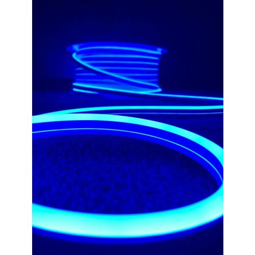 PJ Neon, Интерьерная неоновая светодиодная лента для улицы и помещения - гибкий неон 1м, 8х16мм, 220В, 120 LED/m, IP 67, синий