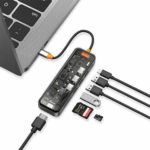 Хаб WiWU Cyber 7 in 1 USB C Multifunction Cyber Hub - Space Gray (CB007)