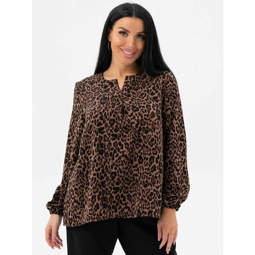 Блуза Instinity, Рубашка женская оверсайз длинная хлопковая базовая, размер 54, коричневый