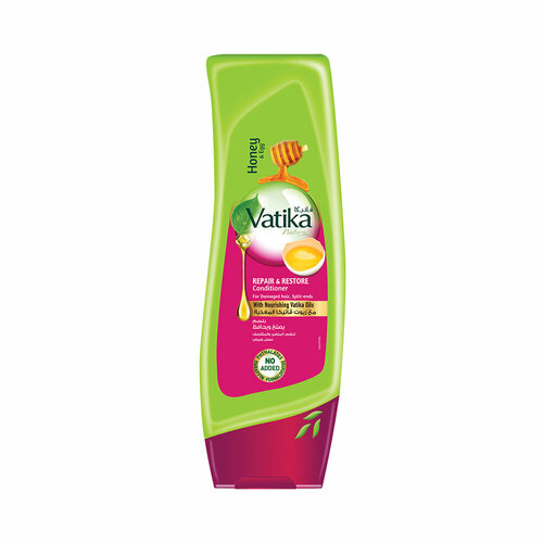 Vatika HONEY AND EGG Repair and Restore Conditioner, Dabur (Ватика МЕД И яйцо Кондиционер исцеление И восстановление для поврежденных и секущихся волос, Дабур), 400 мл.