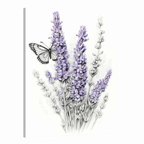 Интерьерная картина 50х70 "Бабочка и цветы"