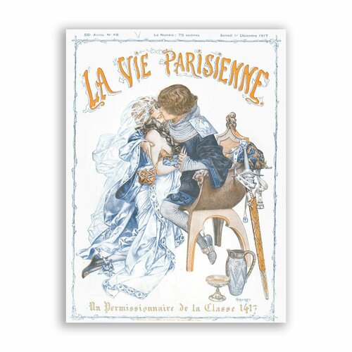 Постер на бумаге в стиле Пин-ап / La Vie Parisienne - Un Permissionnaire de la Classe 1417 / Размер 30 x 40 см
