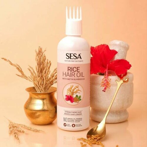 SESA RICE Hair Oil with Methi & Hibiscus, Ban Labs (Сеса масло для волос рисовое с Пажитником и Гибискусом, для длинных и сильных волос, Бан Лабс), 200 мл.