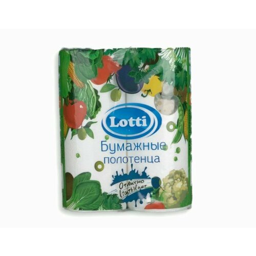 Бумажные полотенца Lotti Белые, 100% целлюлоза, 2 слоя, 2 рулона