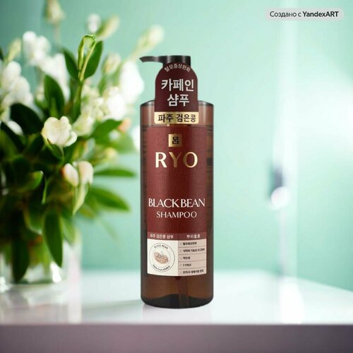 Слабокислотный шампунь для объёма волос с чёрными бобами RYO Black Bean Shampoo, 800 мл