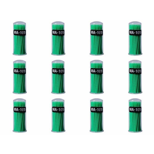Kristaller Микробраши для нанесения растворов MA-101 Fine, одноразовые, зеленый, 100 шт/уп, 12 уп