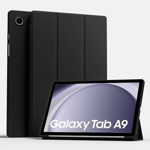 Чехол для планшета Samsung Galaxy Tab A9 (2023) 8.7 дюйма (SM-X110/X115), из мягкого силикона, трансформируется в подставку (черный)