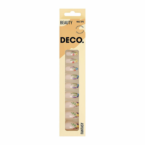 Набор накладных ногтей с клеевыми стикерами `DECO.` FANTASY flowers (24 шт + клеевые стикеры 24 шт)