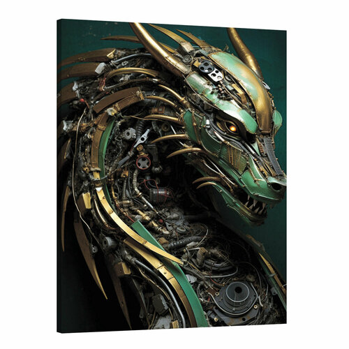 Интерьерная картина 50х70 "Зеленый дракон: магический покровитель"