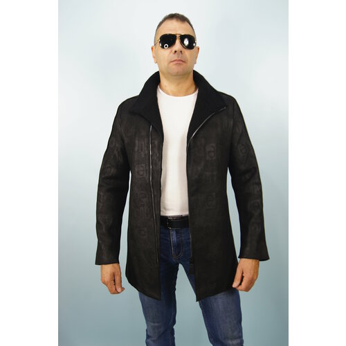 Кожаная куртка REPUBLICONTI мужское пальто, размер 48, черный