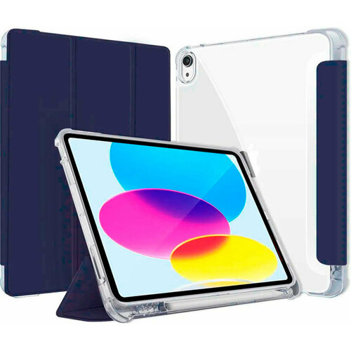 Чехол для планшета Apple iPad 10 (2022) 10.9 дюйма - A2696, A2757, A2777, держатель для стилуса (слева), из мягкого силикона (темно-синий)