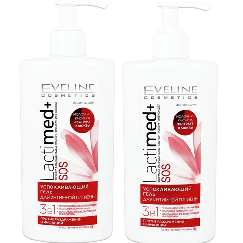 Eveline Cosmetics Гель для интимной гигиены Успокаивающий с молочной кислотой и экстрактом клюквы LactiMed+, 250 мл 2 шт