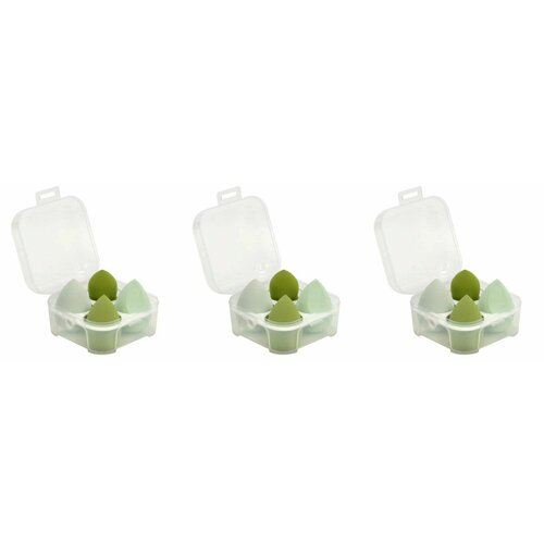 Набор спонжей для макияжа Kristaller микс форм, KG-015, зеленый, 4 шт, 3 упаковки