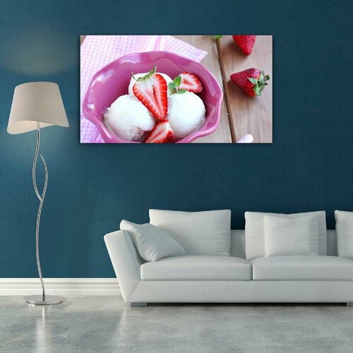 Картина на холсте 60x110 LinxOne "Мороженое десерт ложка" интерьерная для дома / на стену / на кухню / с подрамником