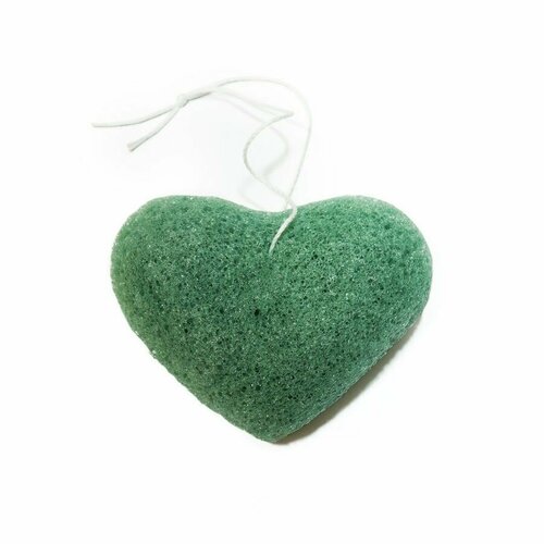 Kristaller Спонж конжаковый с экстрактом зеленого чая / KG-005, сердце, 2 штуки