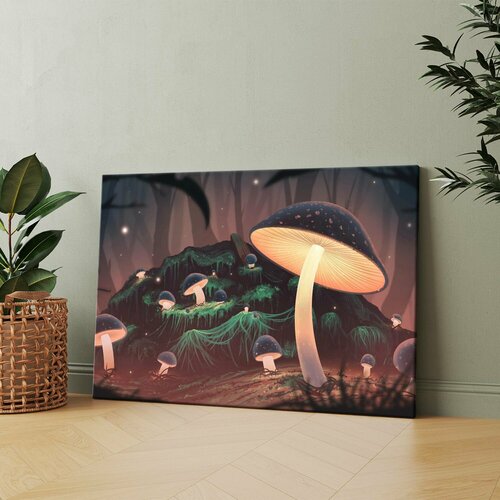 Картина на холсте (Группа грибов) 40x60 см. Интерьерная, на стену.