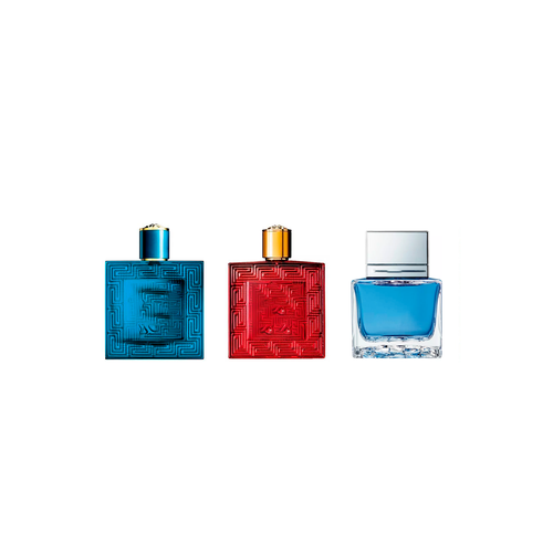 Подарочный набор для него по мотивам Versace Eros, Eros Flame, Antonio Banderas Blue Seduction for Men 3 по 10 мл