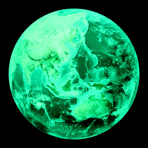 Наклейка 3Д интерьерная "Земля", светящаяся, 30х30см (комплект из 3 шт)