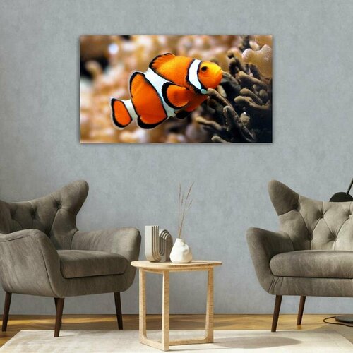 Картина на холсте 60x110 LinxOne "Рыбка подводный мир рыбки аквариум" интерьерная для дома / на стену / на кухню / с подрамником