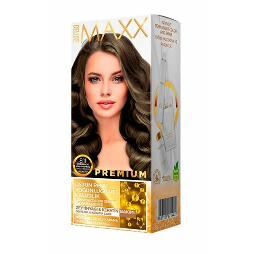 MAXX DELUXE Краска для волос Premium, тон 8.11 Интенсив пепельно-русый, 110 г, 1 уп