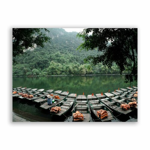 Постер, плакат на бумаге / Вьетнам - Лодки / Размер 40 x 53 см