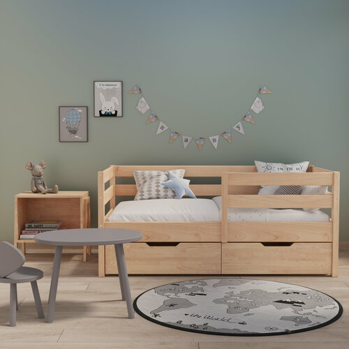 Кровать детская, 80х160 см, Hansales, с бортиком, массив березы
