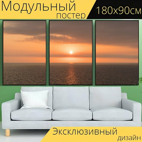 Модульный постер "Восход солнца, венеция, италия" 180 x 90 см. для интерьера