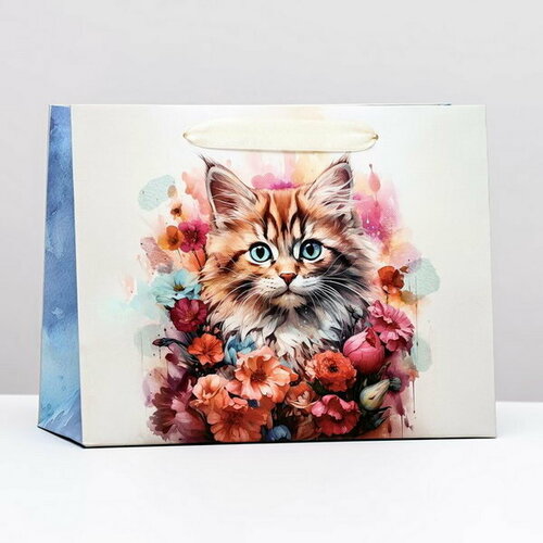 Пакет ламинированный горизонтальный "Котик", 23 x 18 x 10 см