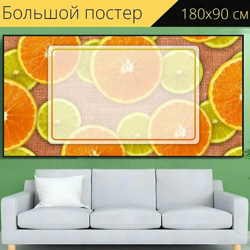 Большой постер "Апельсины, лимоны, примечание" 180 x 90 см. для интерьера