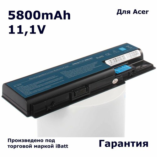 Аккумулятор iBatt 5800mAh, для Aspire 6530G-804G64Mn 8730ZG 8920G-934G64BN Extensa 7630G-732G255530-703G255715Z-4A2G256935G-944G32Bi 7540G-304G50Mi