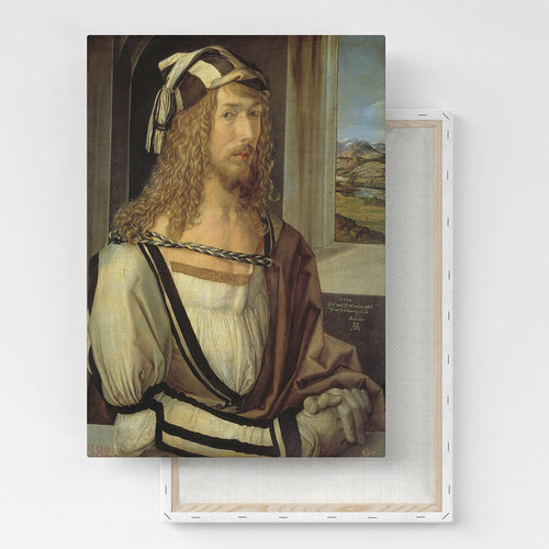 Картина на холсте, репродукция / Альбрехт Дюрер - Автопортрет, 1498 / Размер 80 x 106 см