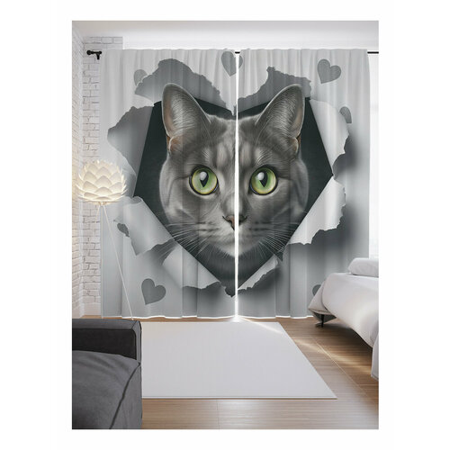 Фотошторы в спальню JoyArty "Котиковая любовь", 2 полотна шириной по 145 см, высота 265 см
