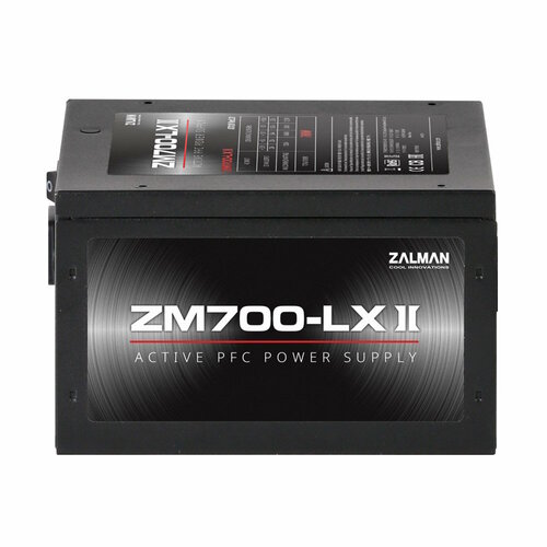 Блок питания ZALMAN ZM700-LXII 700 Вт, APFC, 20 + 4 pin, 4+4 pin CPU, 6 SATA, 6+2 pin x4 PCI-E