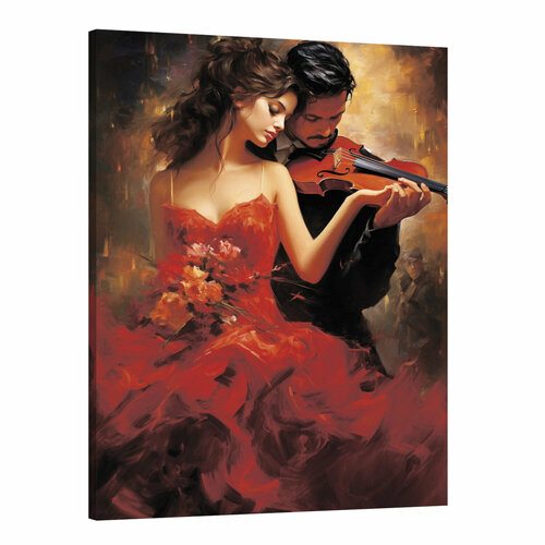 Интерьерная картина 50х70 "Любовные мелодии на холсте"
