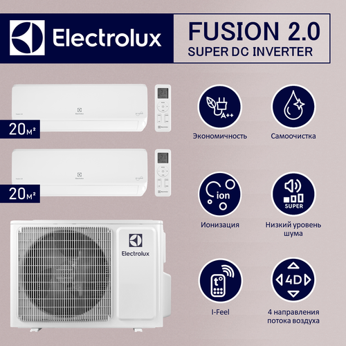 Мульти сплит система на 2 комнаты Electrolux Fusion Invertor EACS/I-07 HMBх2|EACO/I-14-2/N8