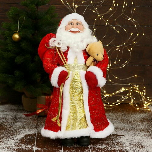 Дед Мороз "В красной подпоясанной шубе, с подарками" 45х23 см