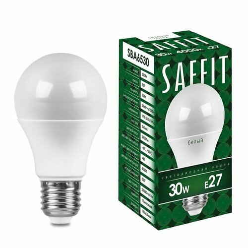 Лампа светодиодная SAFFIT, 30W 230V E27 4000K A65, SBA6530 (комплект из 4 шт)