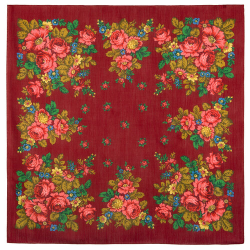 Платок Павловопосадская платочная мануфактура,115х115 см, красный