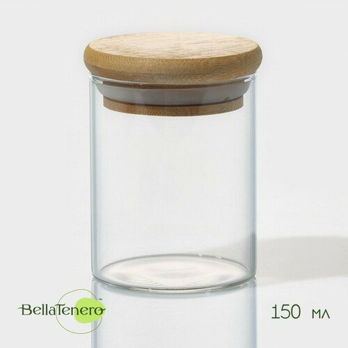 Баночка стеклянная для специй с бамбуковой крышкой BellaTenero «Эко», 150 мл, 5,5×7 см