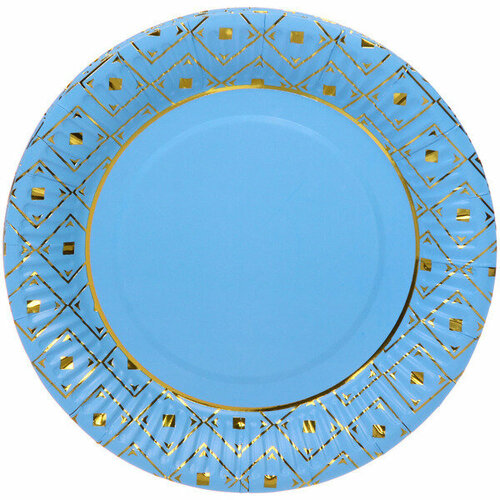 Тарелка бумажная 18 см в наборе 10 шт «Элегант», голубой