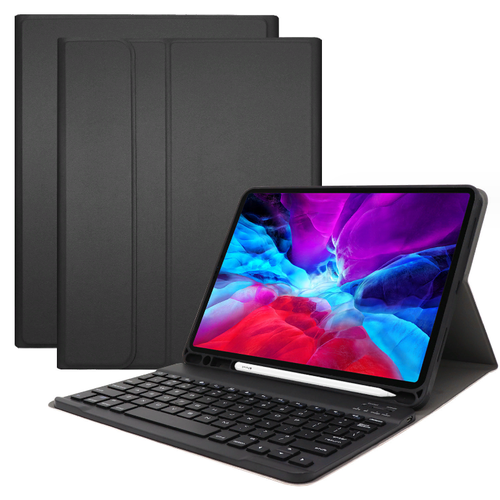 Чехол-клавиатура MyPads для iPad MINI 5 / MINI 4 съёмная беспроводная Bluetooth-клавиатура черная кожаная + русские буквы, черный