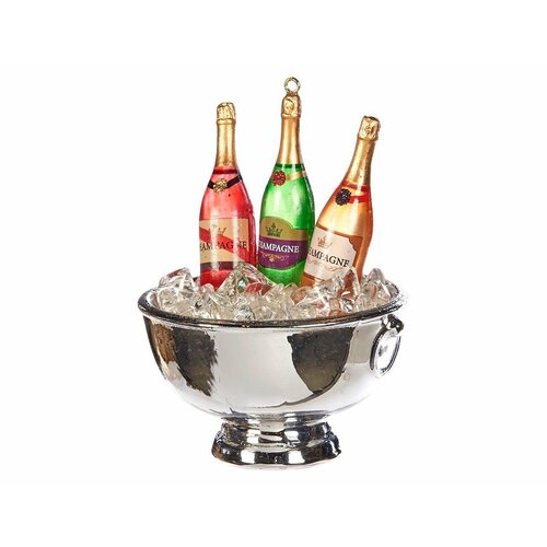 Goodwill Стеклянная елочная игрушка Шампанское - Party de Noel 11 см, подвеска YA 92433