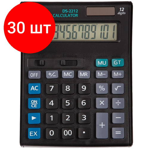 Комплект 30 штук, Калькулятор настольный полноразмерный Attache Economy 12 разр, черный