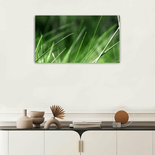 Картина на холсте 60x110 LinxOne "Природа, трава, зелень, макро" интерьерная для дома / на стену / на кухню / с подрамником