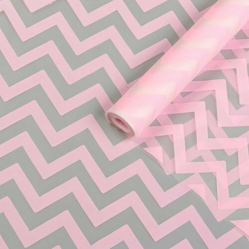 Пленка для цветов, матовая,"Зигзаг", розовый, 0.6 x 10 м