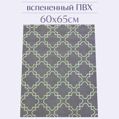 Напольный коврик для ванной из вспененного ПВХ 65x60 см, лиловый/белый, с рисунком