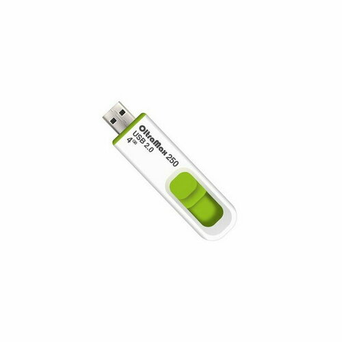 Флешка 250, 4 Гб, USB2.0, чт до 15 Мб/с, зап до 8 Мб/с, зелёная