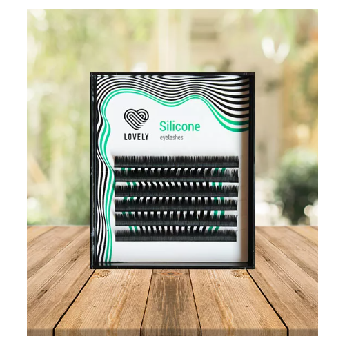 Ресницы черные Lovely "Silicone" Mix D 0.10 5-7 mm, (6 линий)